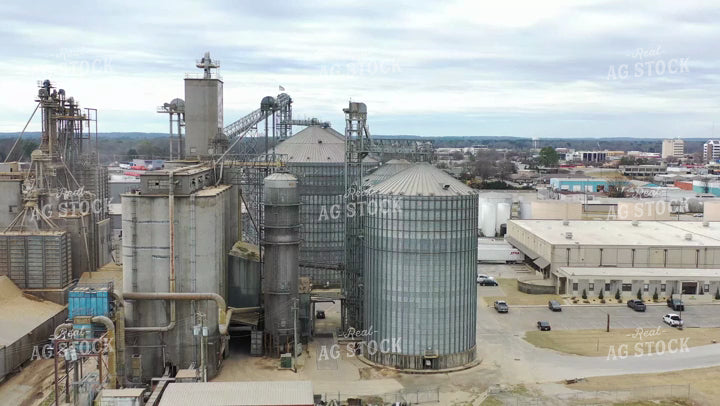 Aerial of Co-op Grain Bins and Dryers 79203 – Real Ag Stock